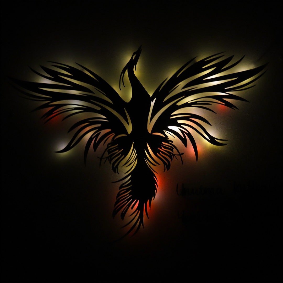 Illuminated Phoenix Themed Painting Aesthetic Wall Decor - Etsy