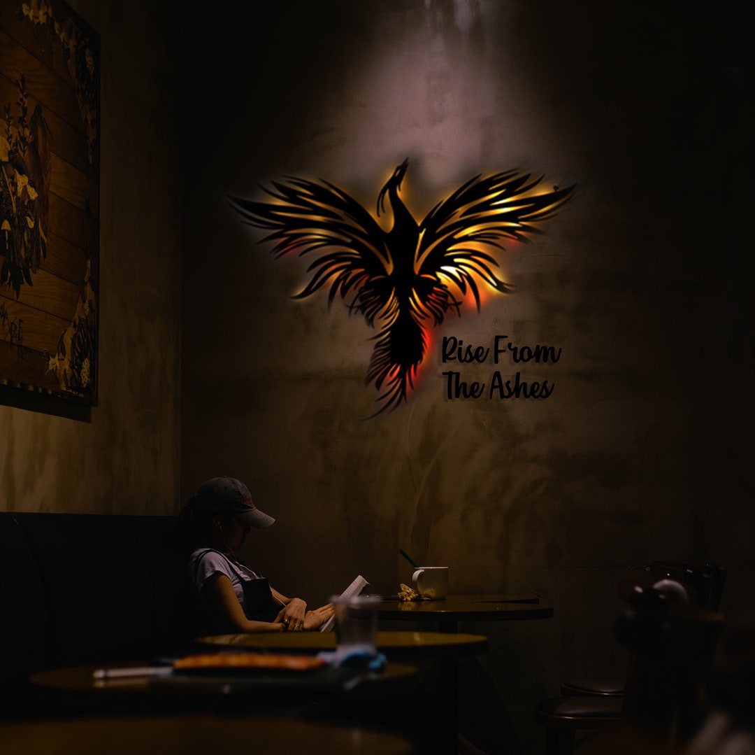 Illuminated Phoenix Themed Painting, Aesthetic Wall Decor, Living Room ...
