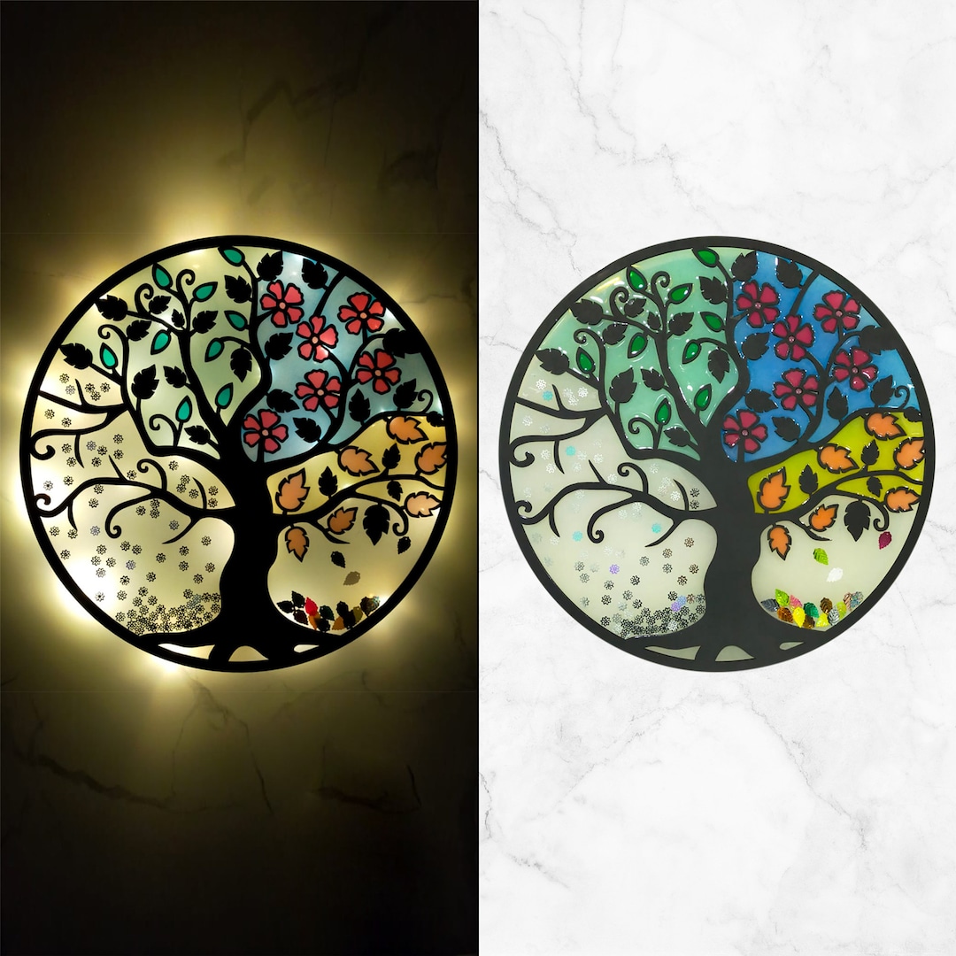 Resin Colored Tree of Life,wall Night Light,wall Night Lamps Colored ...