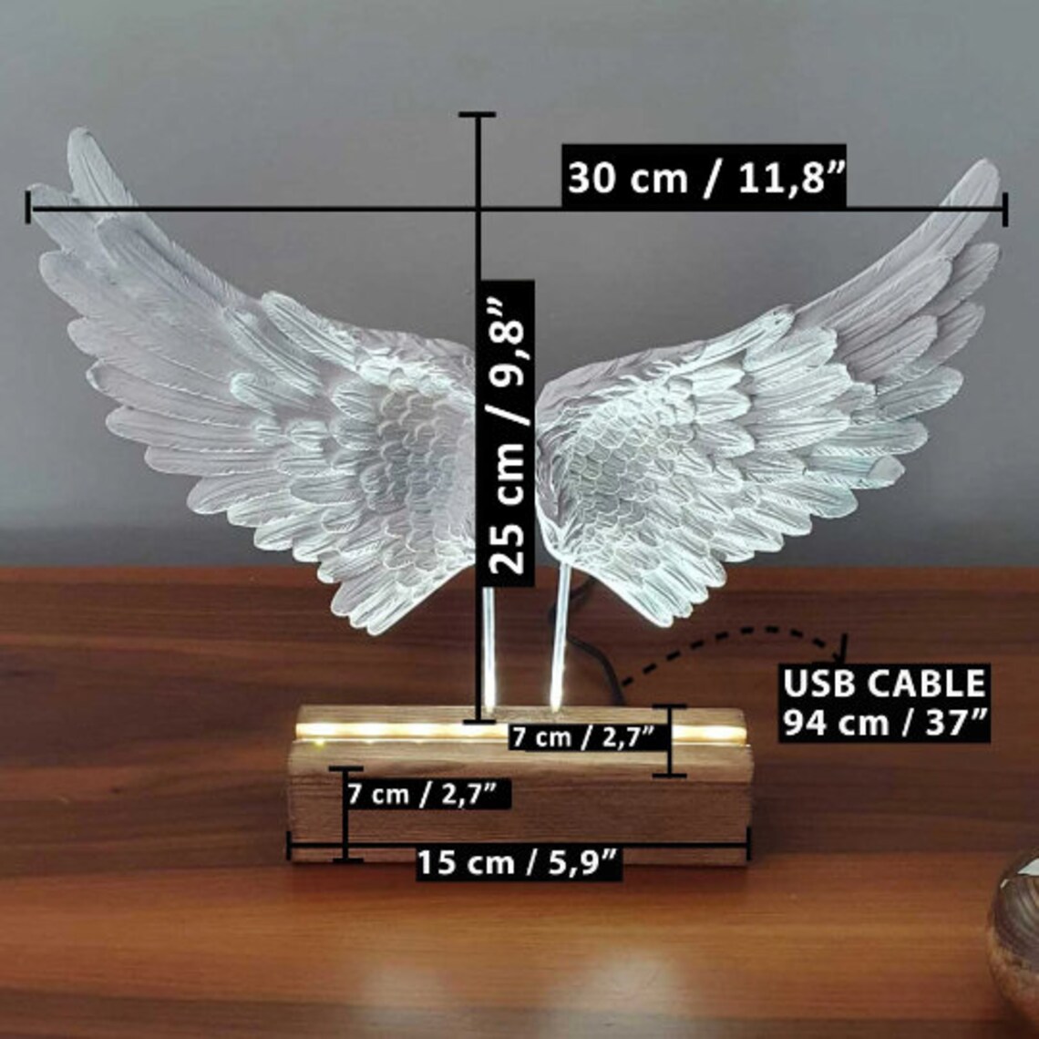 Customizable Wings Night Light, Tabletop Lamp, Handmade Angel Wings ...