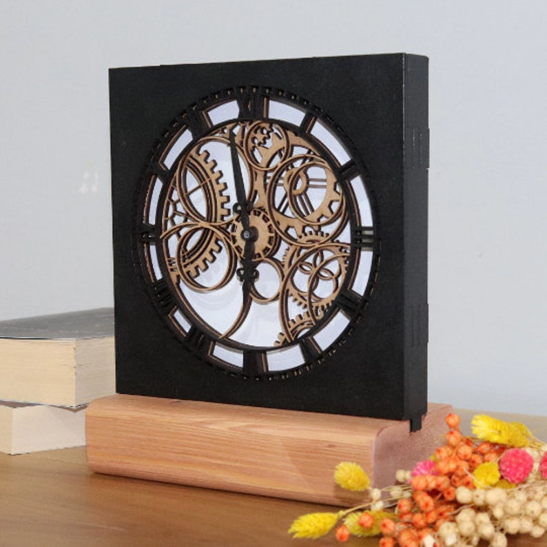 Mechanical Wheel Design Clock Wooden Handmade Clock Modern - Etsy
