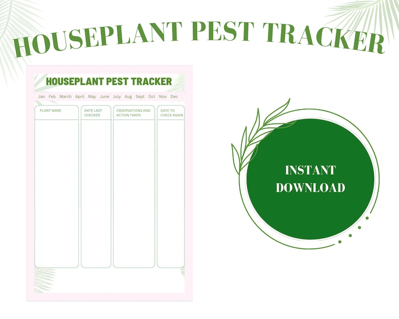 Houseplant Pest Tracker Template Printable for Houseplants Beginners ...