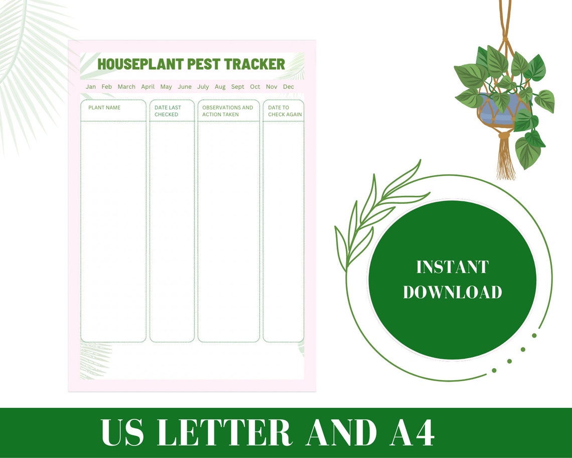 Houseplant Pest Tracker Template Printable for Houseplants Beginners ...