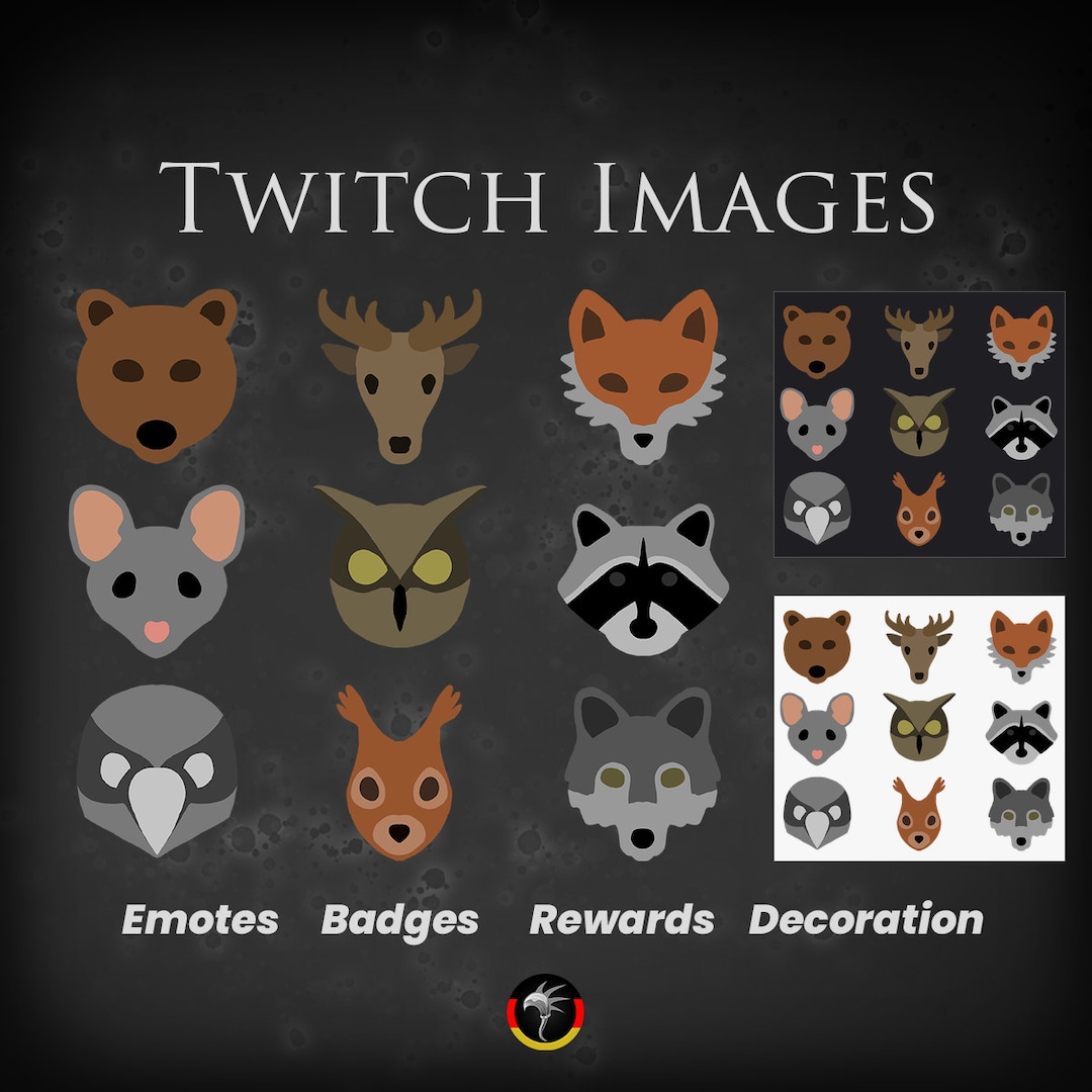 Flat Animal Heads Including Badge Flares | for Twitch Discord | as ...