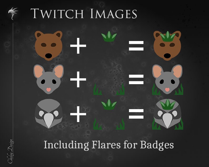 Flat Animal Heads Including Badge Flares for Twitch Discord as Badges ...