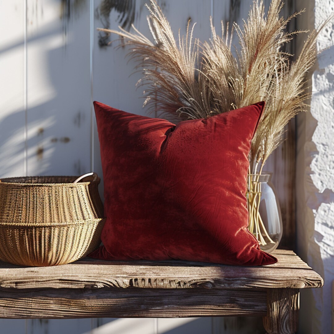 Solid 10 Colors Velvet Pillow Covers, Red Velvet Throw Pillow Covers ...