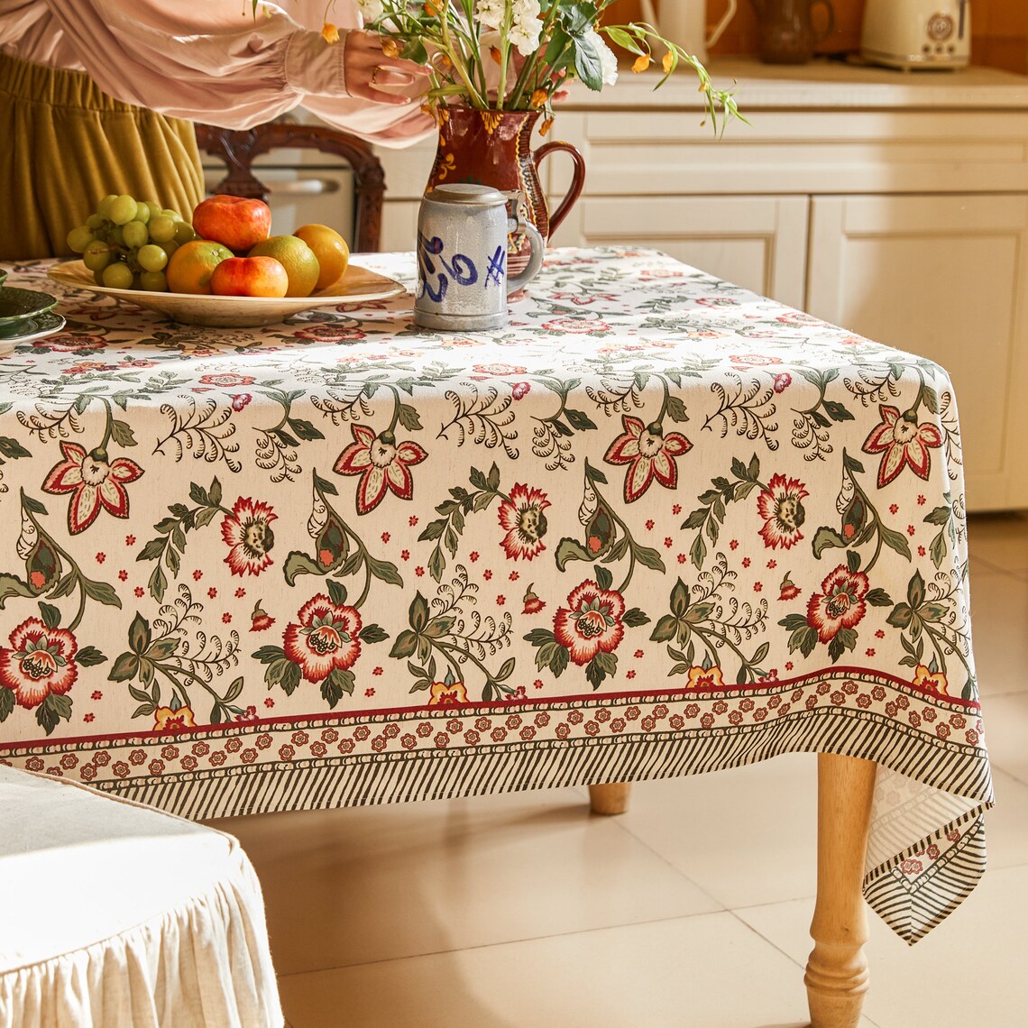 Retro Farmhouse Style Tablecloth Linen French Style Waterproof Fabric ...