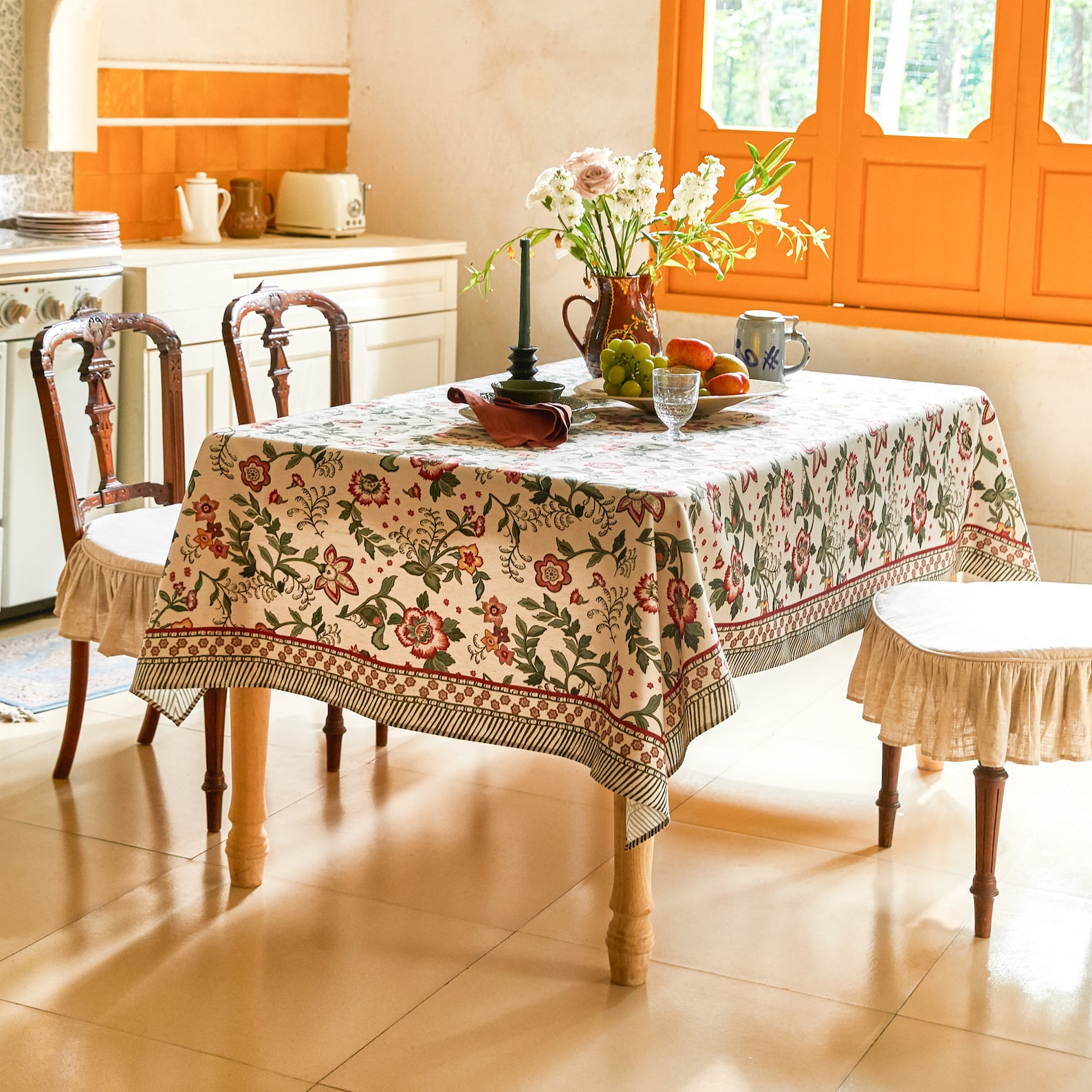 Retro Farmhouse Style Tablecloth Linen French Style Waterproof Fabric ...