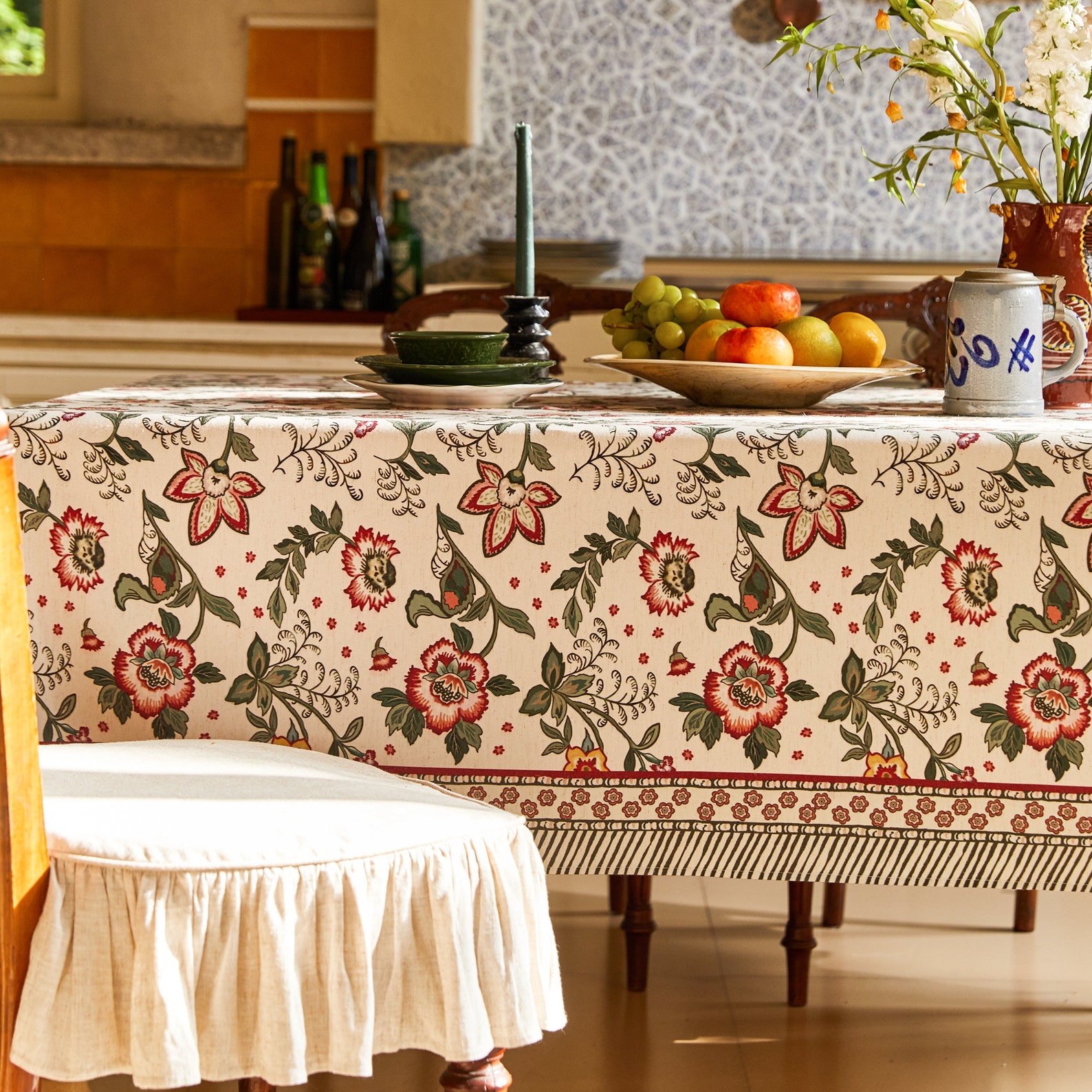 Retro Farmhouse Style Tablecloth Linen French Style Waterproof Fabric ...
