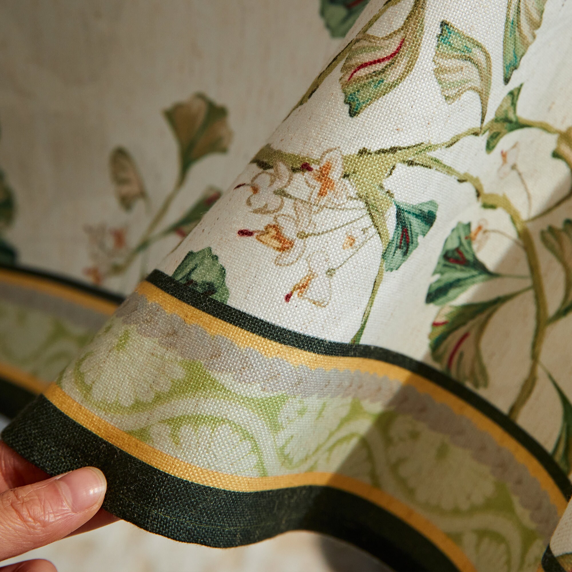 Ginkgo Pattern Tablecloth Linen Waterproof Fabric Table Cover Spring ...