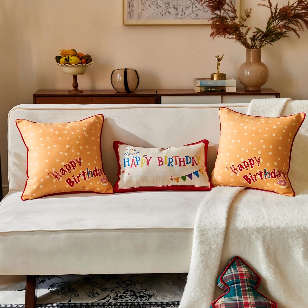 Celebrating Happy Birthday Pillow Covers, Personalized Birthday Gifts ...
