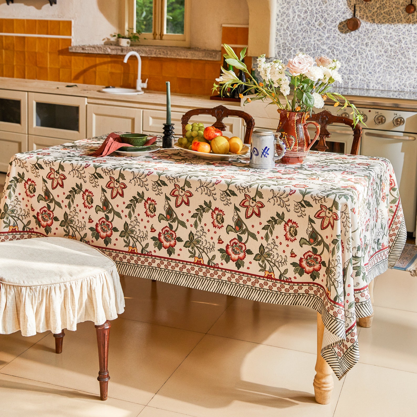 Retro Farmhouse Style Tablecloth Linen French Style Waterproof Fabric ...