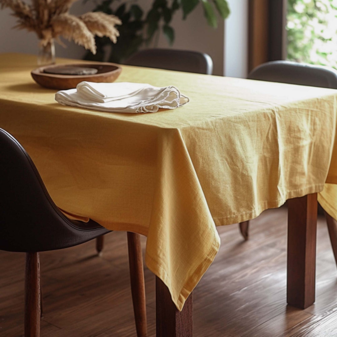 Elegant Yellow Linen Tablecloth,large Size,minimalist Style,perfect for ...