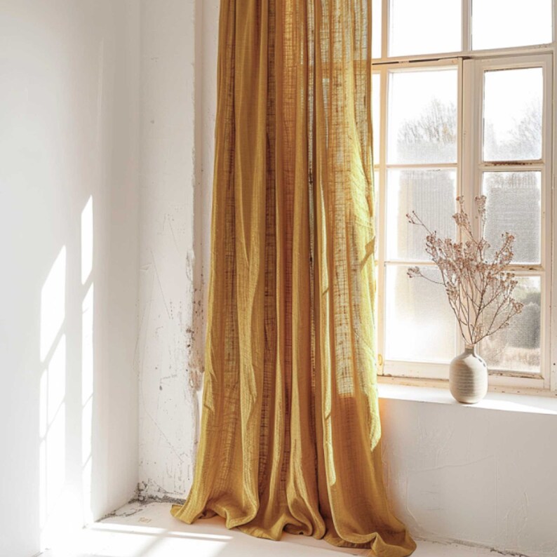 Yellow Linen Curtain,custom Drapes,home Decor,trendy Farmhouse Decor ...