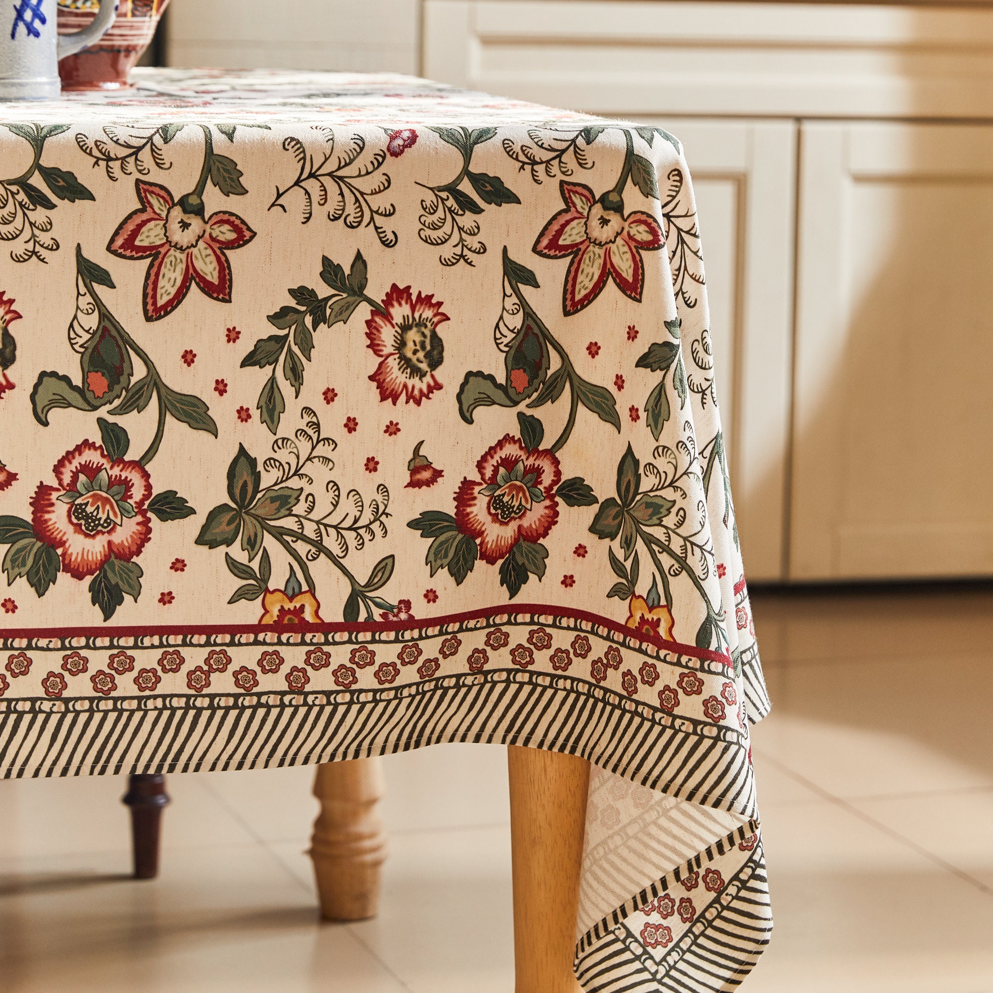 Retro Farmhouse Style Tablecloth Linen French Style Waterproof Fabric ...