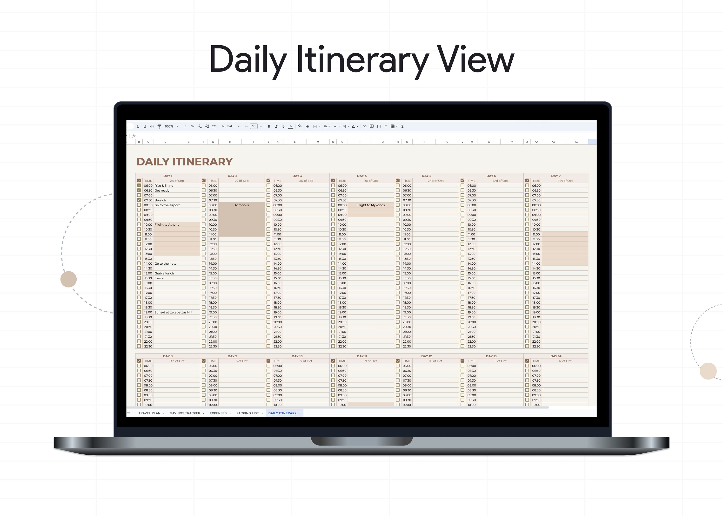 Google Sheets Template Travel Planner Vacation Planner Holiday Planner ...