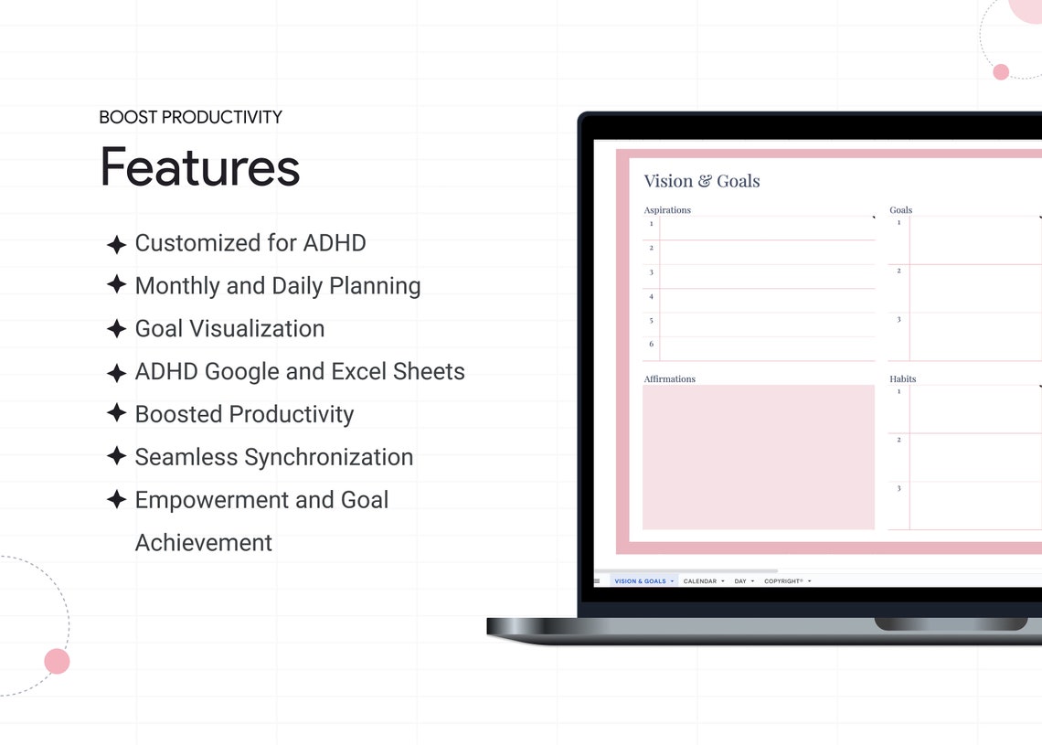 Productivity Planner ADHD Digital Planner ADHD Focus Planner Vision and ...