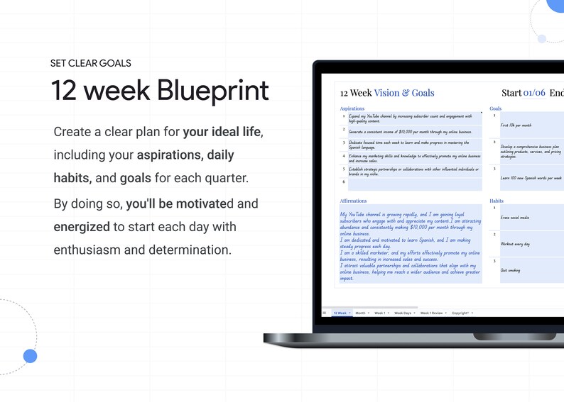 Ultimate 12 Week Success Planner Goal Setting Sheet Goal Planner Google ...