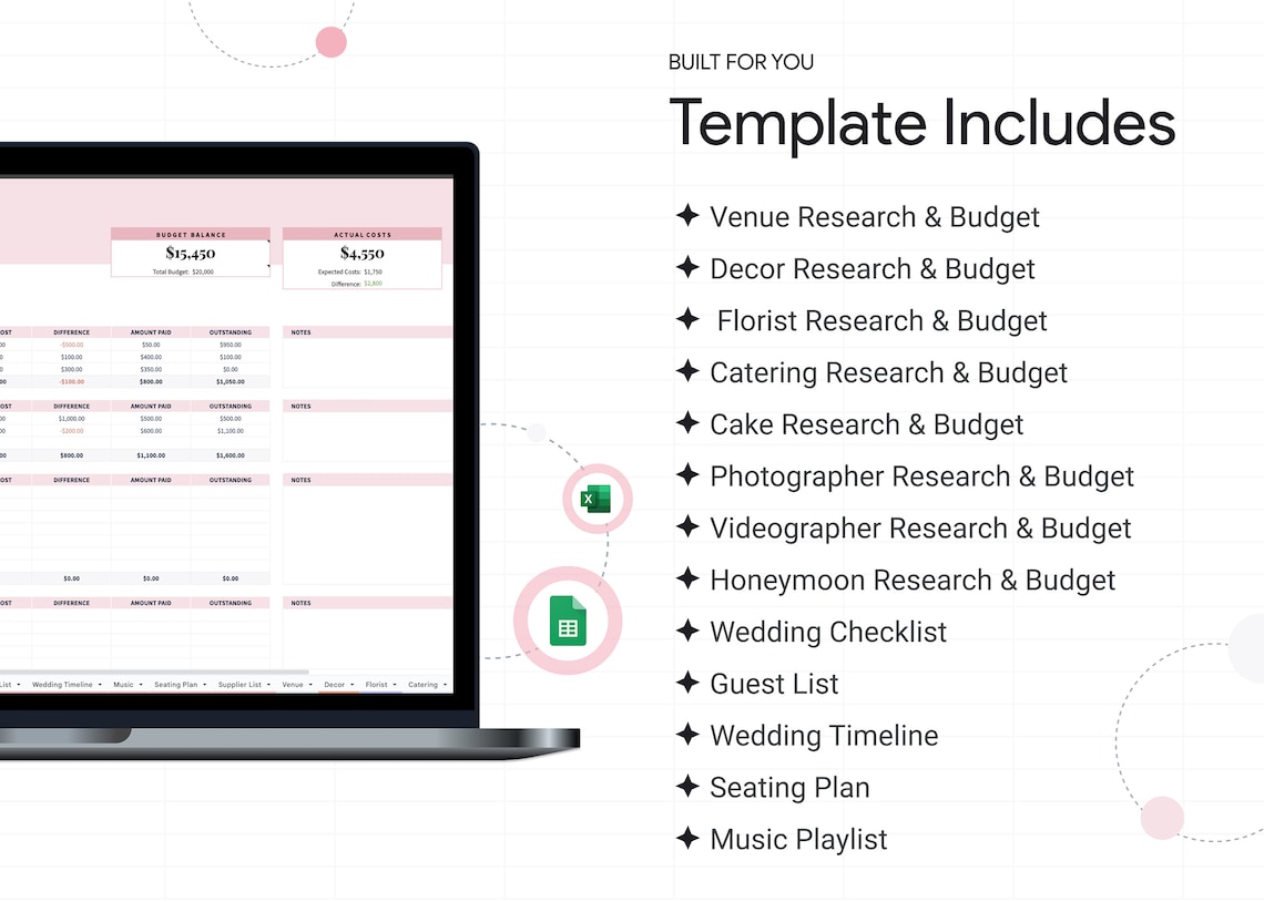 Wedding Budget Planner Wedding Planning Spreadsheet Wedding - Etsy