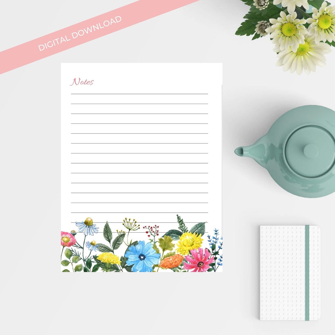 Note Page Printable / Note Page Digital / Printable Note Pad / - Etsy