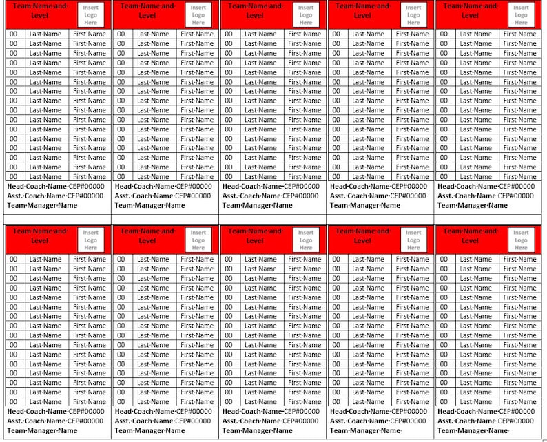 Sports Scoresheet Roster Label Word Template - With Color Banner and ...