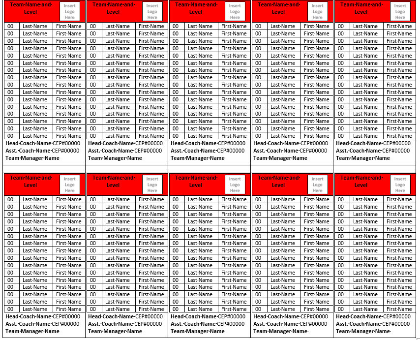 Sports Scoresheet Roster Label Word Template - With Color Banner and ...