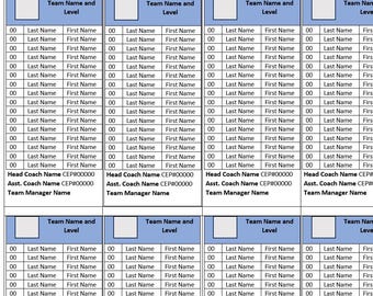 Sports Scoresheet Roster Label Word Template - With Orange Color Banner ...