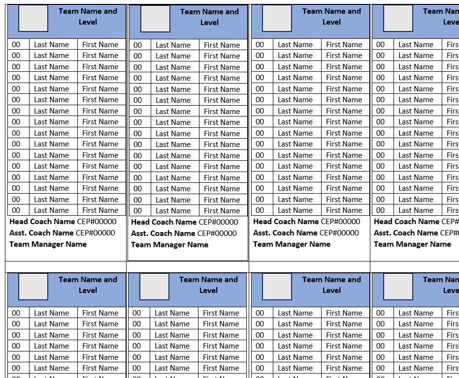 Sports Scoresheet Roster Label Word Template - With LIGHT BLUE Color ...