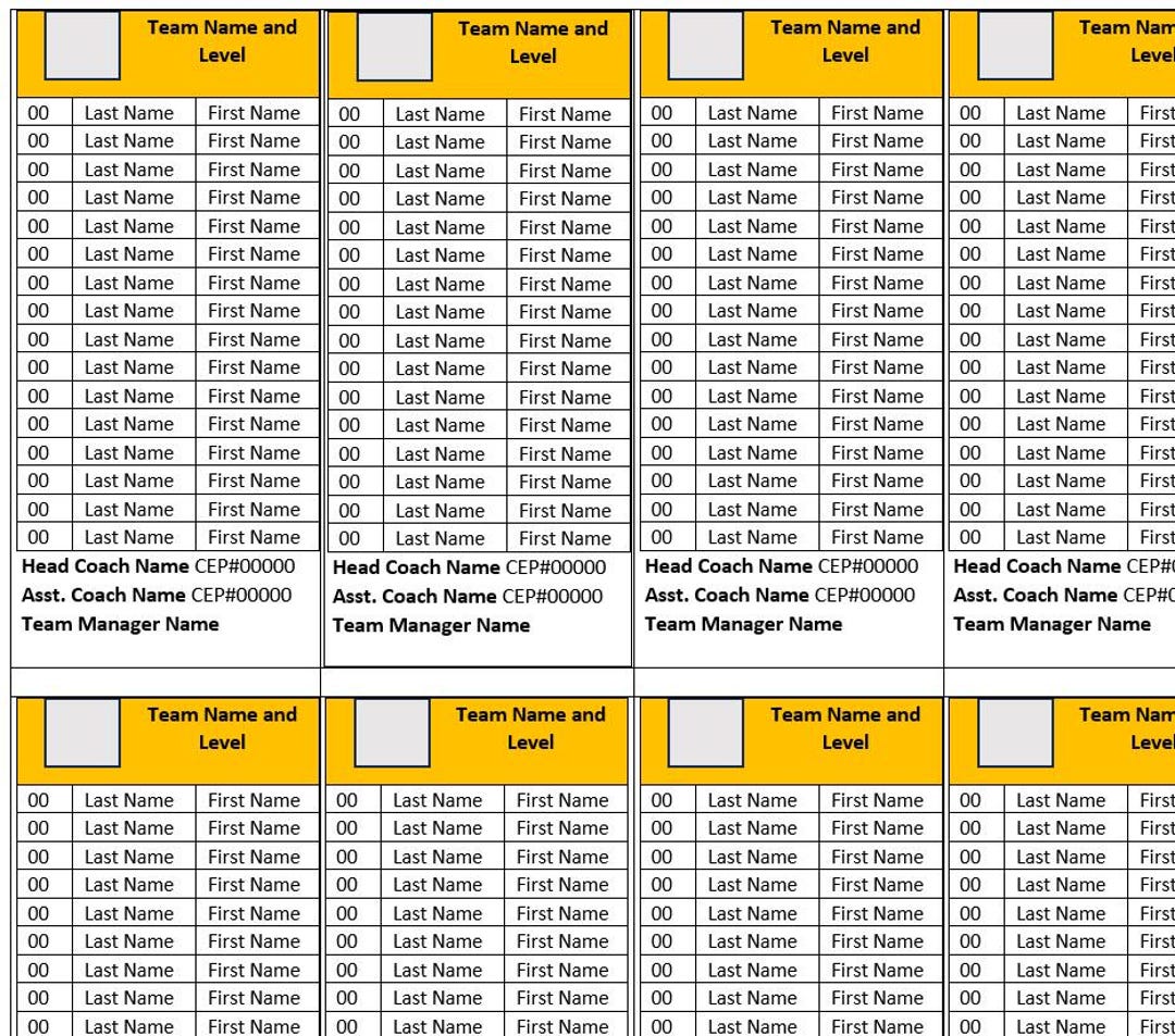Sports Scoresheet Roster Label Word Template - With Light Orange Color ...
