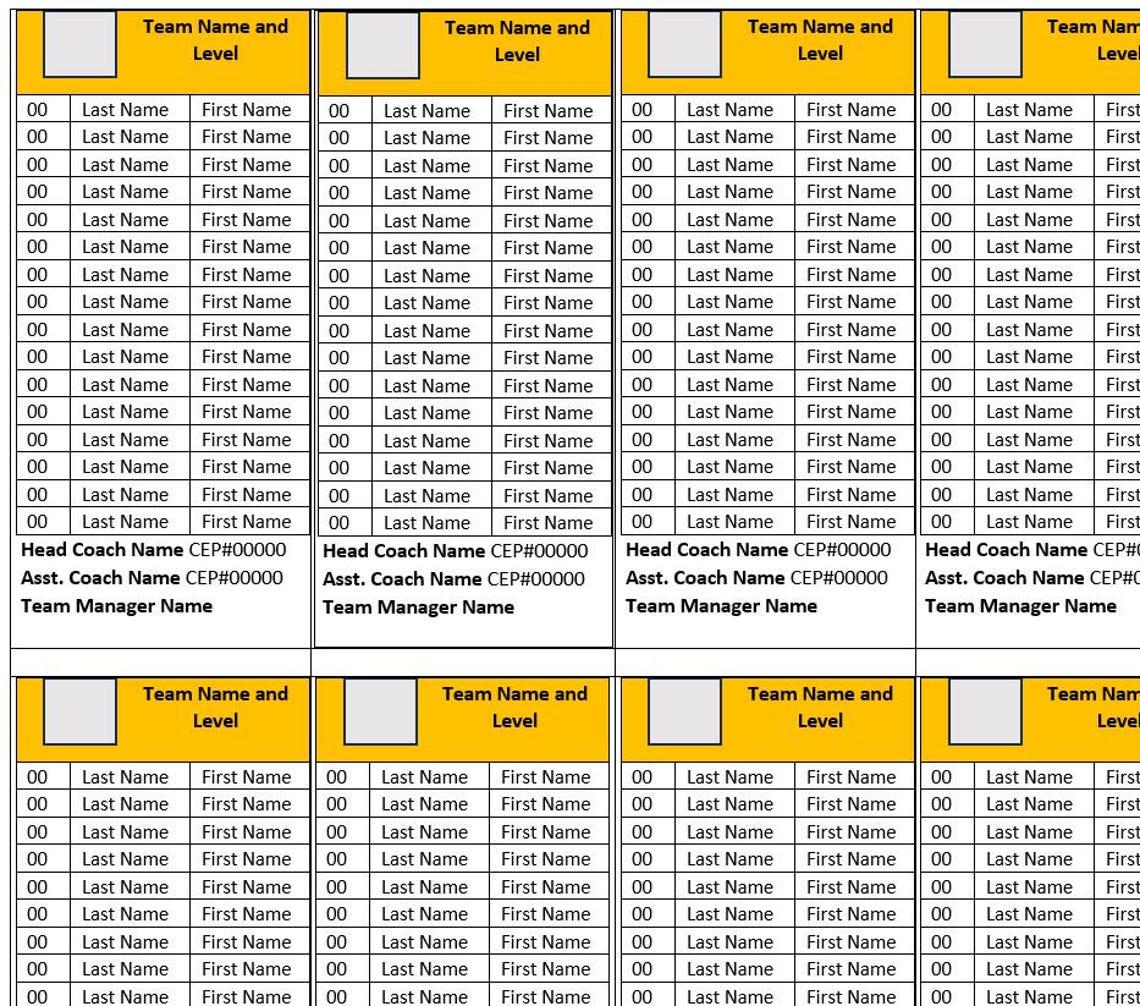 Sports Scoresheet Roster Label Word Template - With Light Orange Color ...