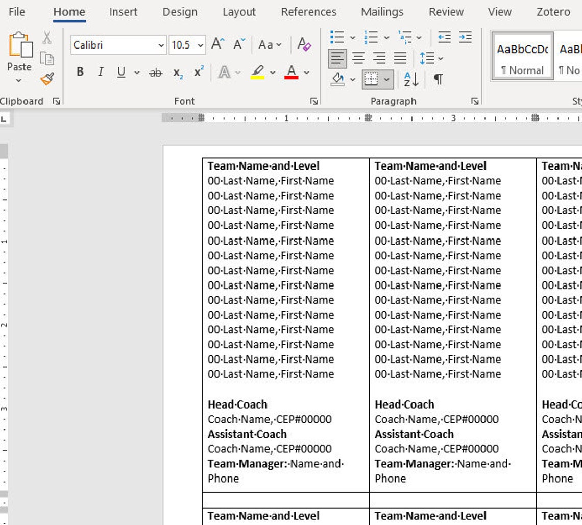 Sports Scoresheet Roster Label Word Template - BASIC - Etsy