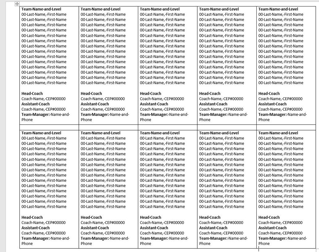 Sports Scoresheet Roster Label Word Template - BASIC - Etsy