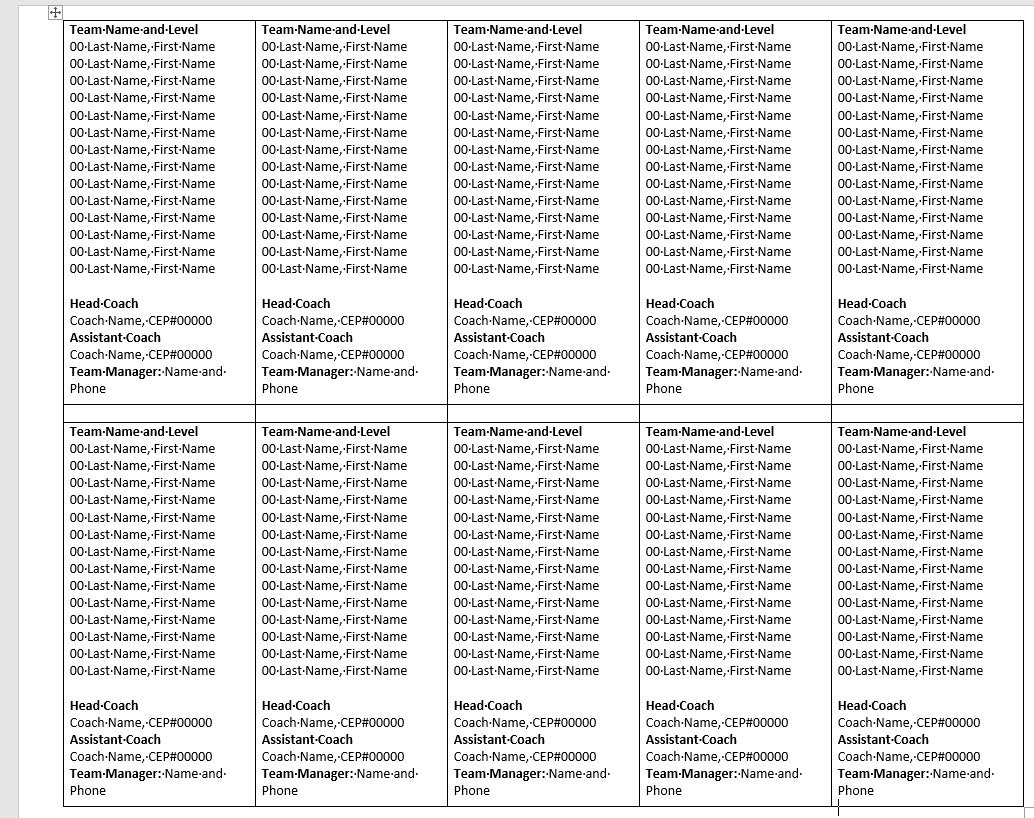 Sports Scoresheet Roster Label Word Template - BASIC - Etsy