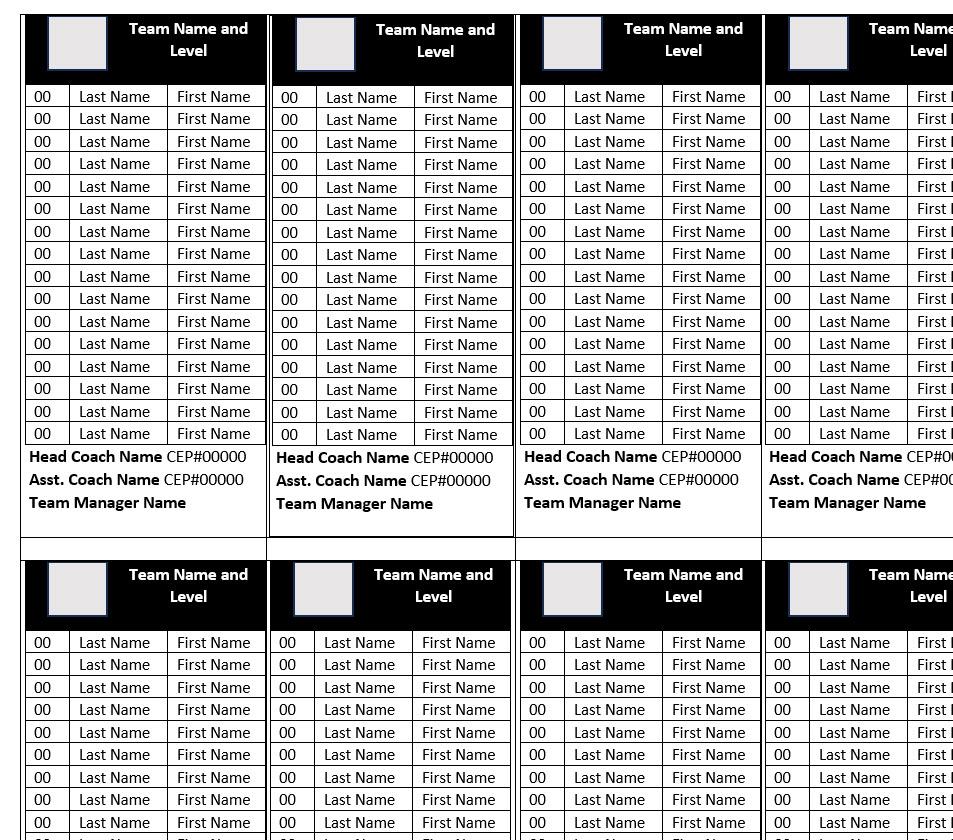 Sports Scoresheet Roster Label Word Template - With Black Color Banner ...