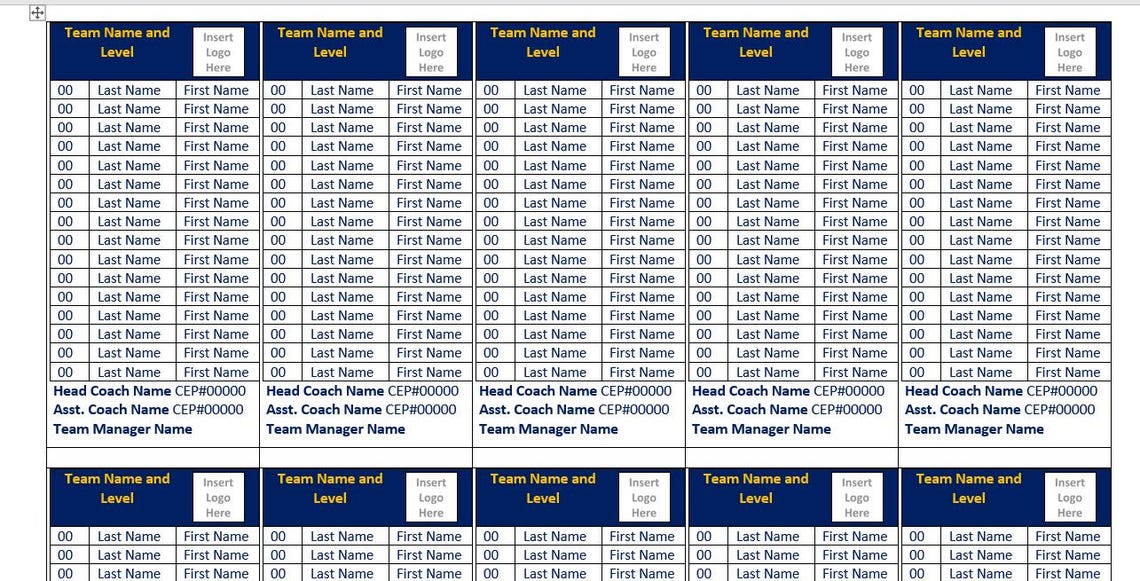 Sports Scoresheet Roster Label Word Template - With Color Banner and ...