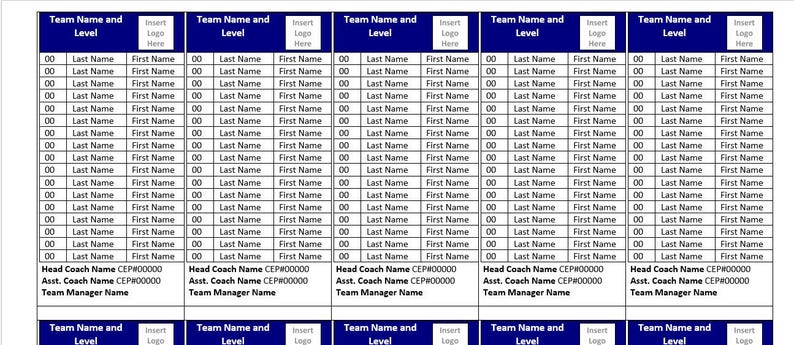 Sports Scoresheet Roster Label Word Template - With Navy Color Banner ...