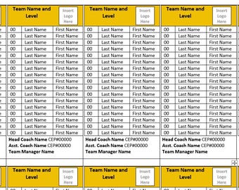 Sports Scoresheet Roster Label Word Template - With Light Orange Color ...