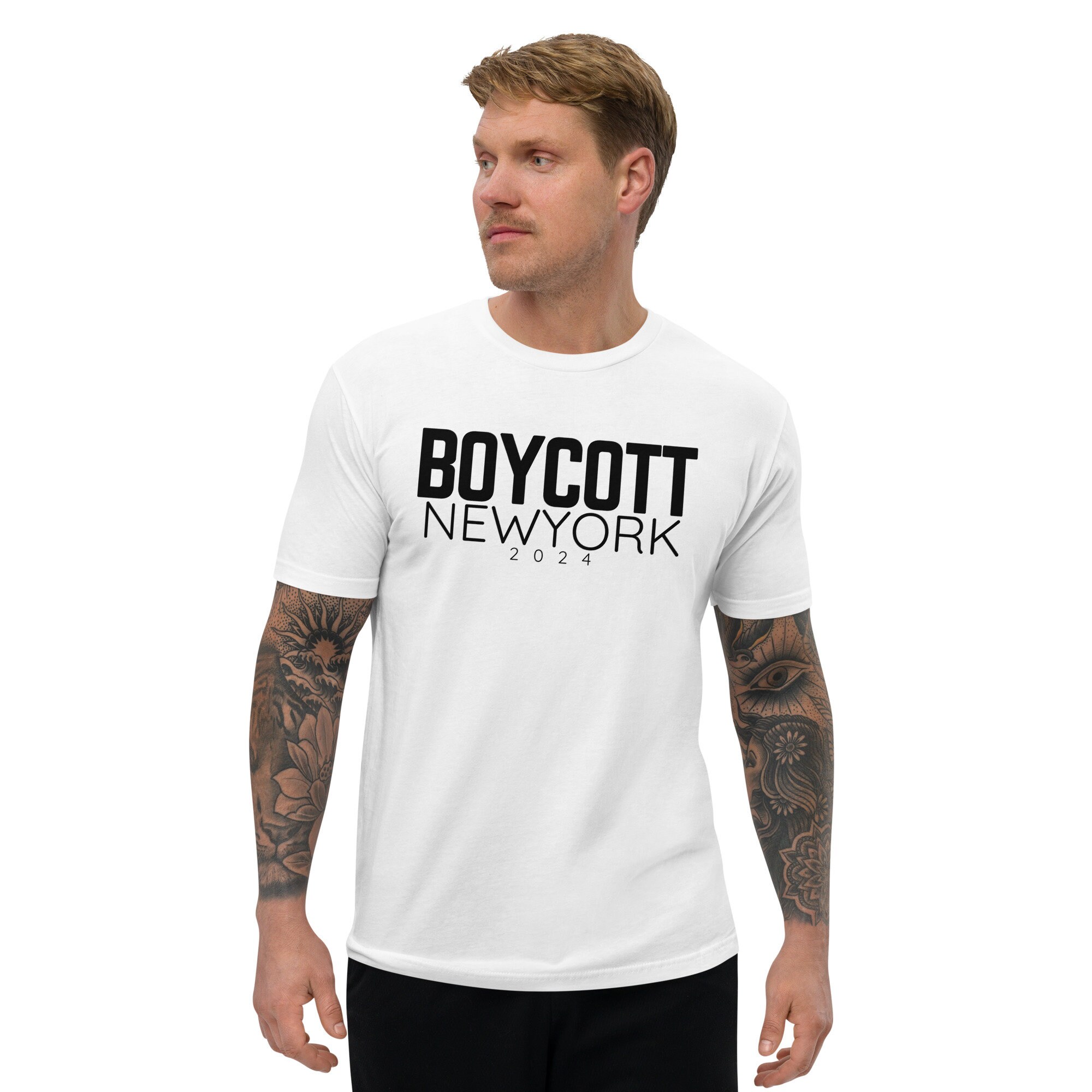 BOYCOTT New York 2024. Men's Fitted Cotton Tee. Political Shirt. Lounge ...