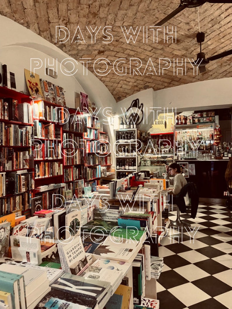 Wall Art Print - Bookstore in Roma | Digital Printable Photography - Etsy