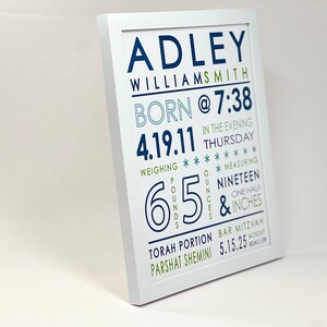 Birth Stats Frame Personalized Baby Boy Jewish Gift Birth Stat Sign Day ...