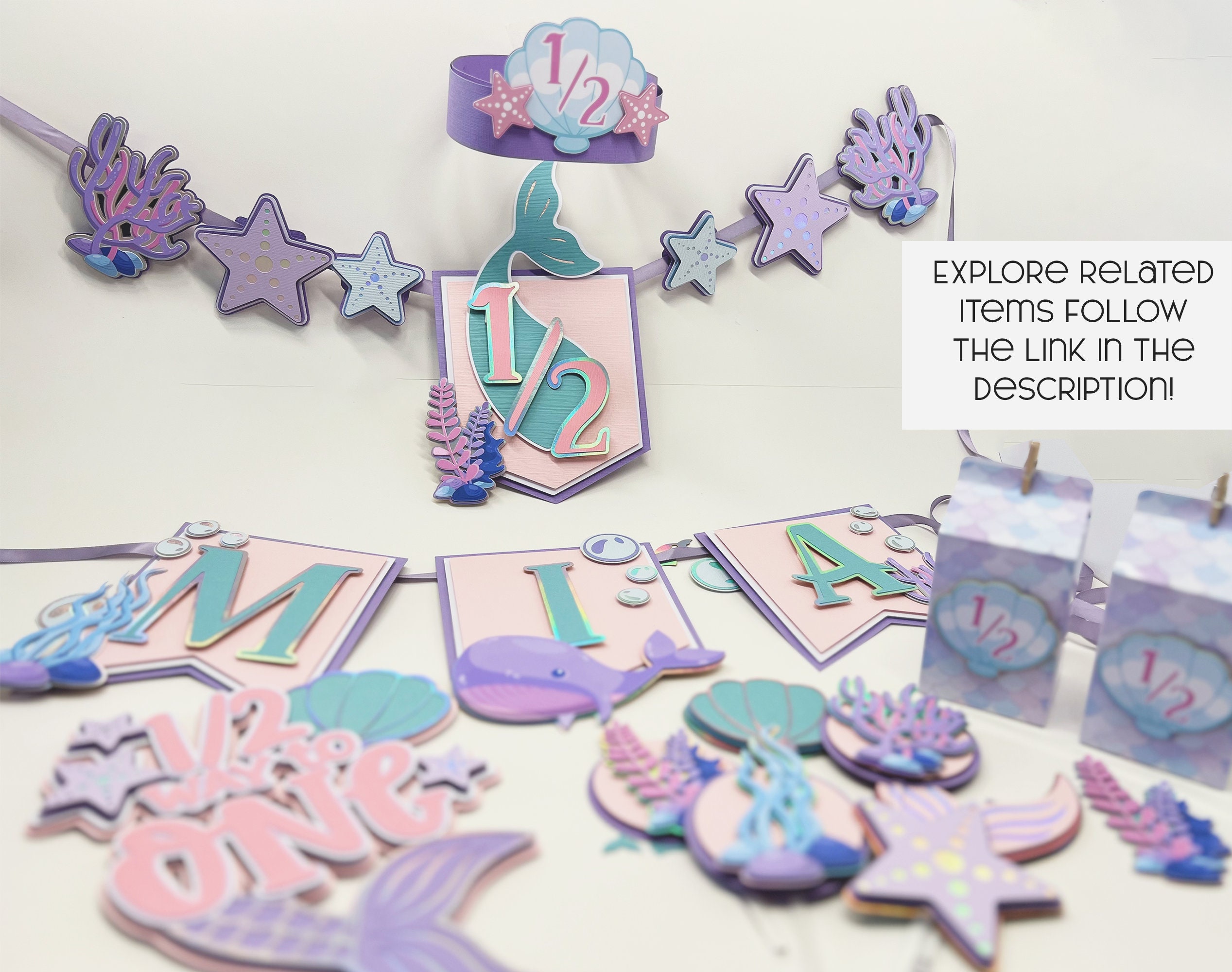 Half Birthday Mermaid Banner High Chair Under the Sea Banner Half ...