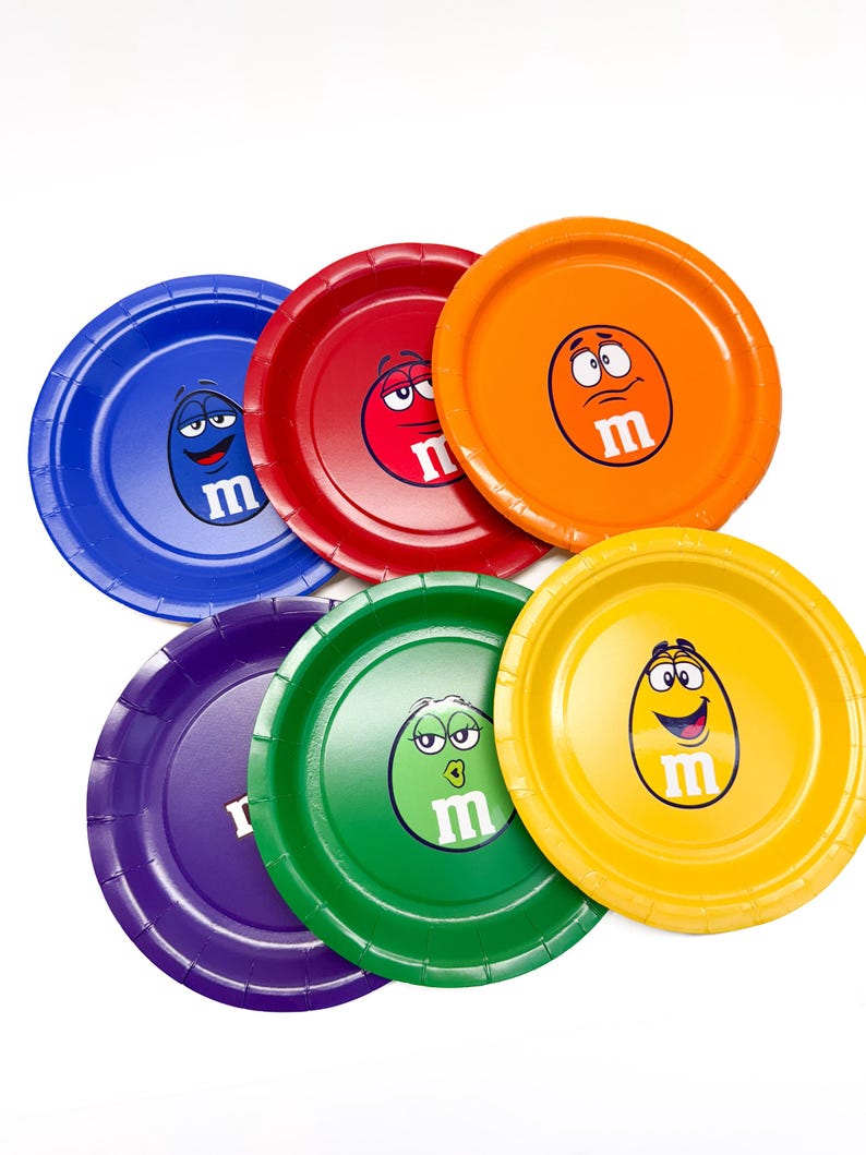 M&ms Birthday Paper Plate Colorful Party Plates With Mms Characters Set ...