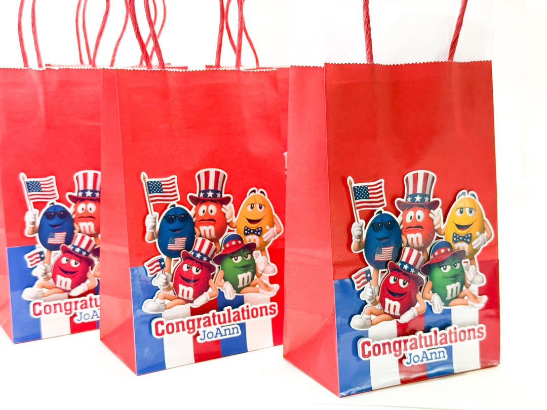 Patriotic M&ms Favor Bags M and M Theme Party Decor Mms Party Favor ...