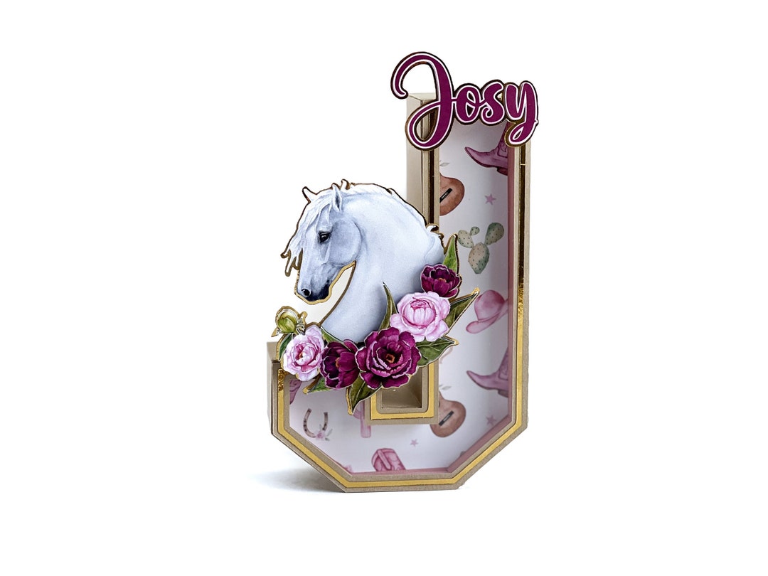 Horse Themed 3D Letter With Name, Equestrian Gift for Girl, Custom ...