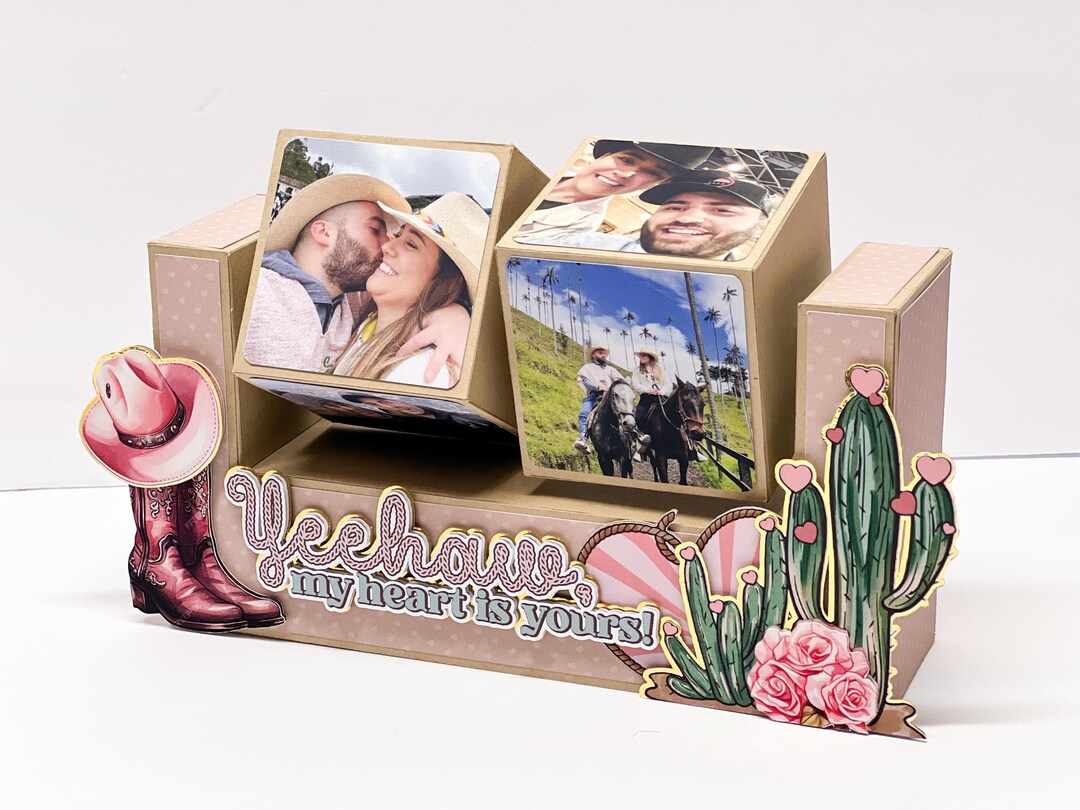 Western Valentines Day Gift Photo Cube Frame Cowgirl Valentines Day ...