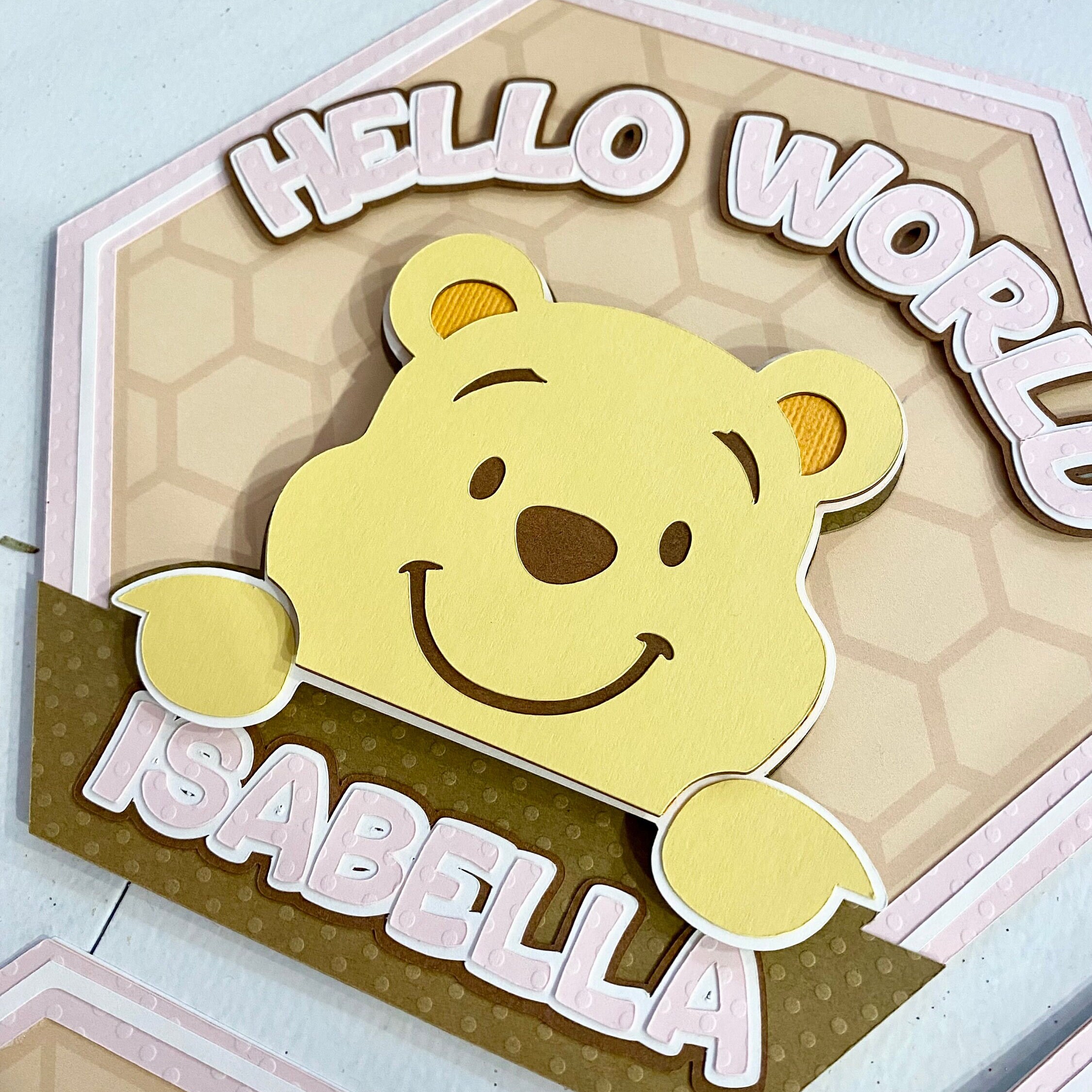 Hello World Sign Winnie the Pooh Baby Announcement Sign With Birth ...