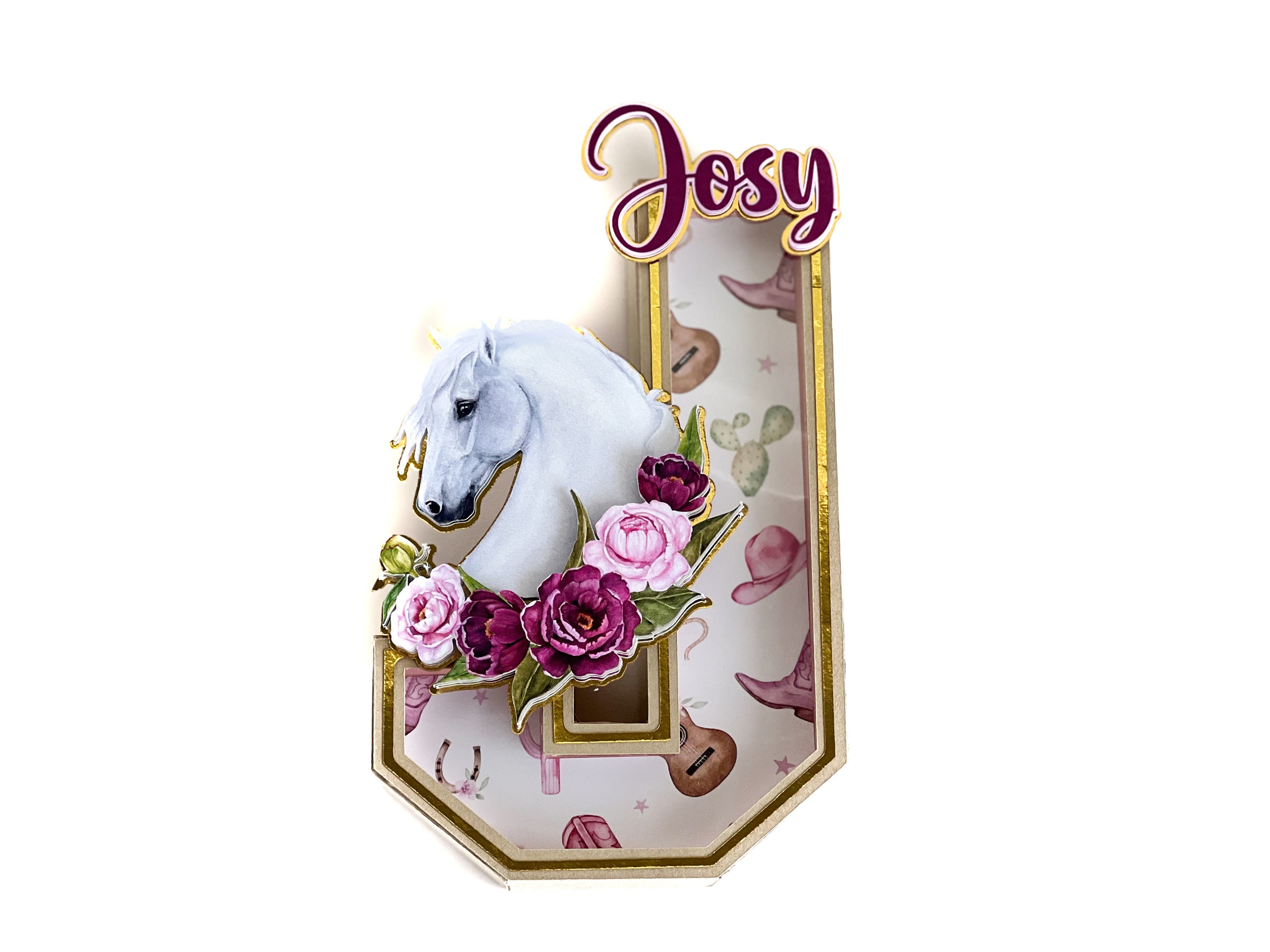 Horse Themed 3D Letter With Name, Equestrian Gift for Girl, Custom ...