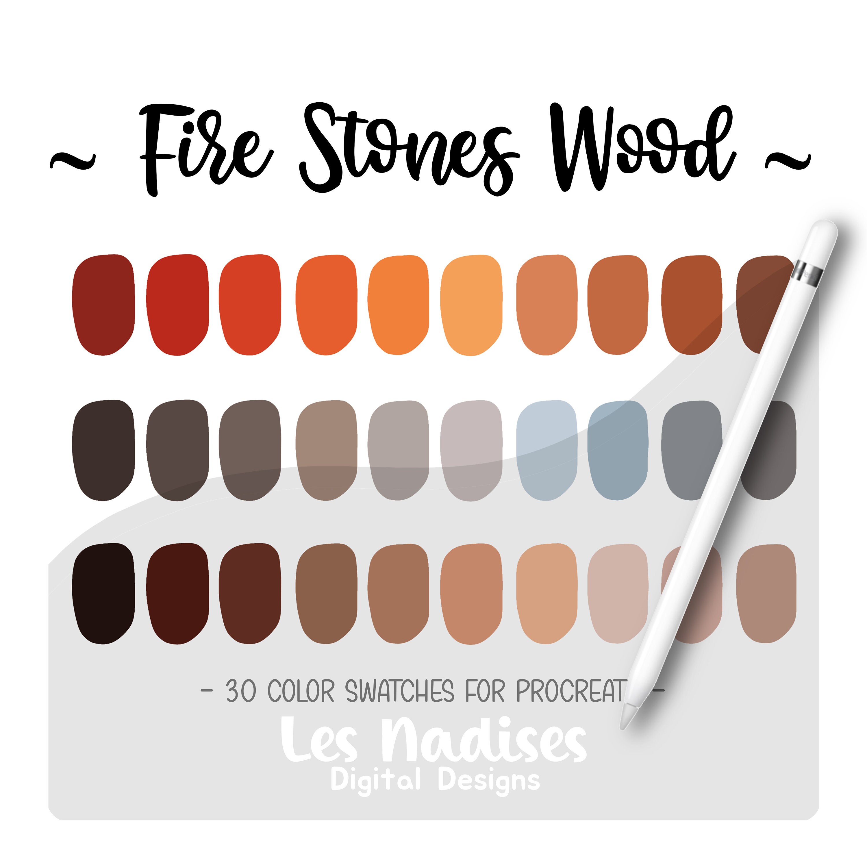Procreate Color Palette, Fire Stone Wood, Color Swatches, Instant ...
