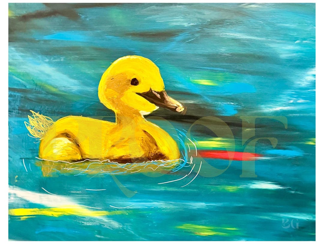 Colorful Duck Wall Art – Acrylic Painting on Canvas, Original Animal ...