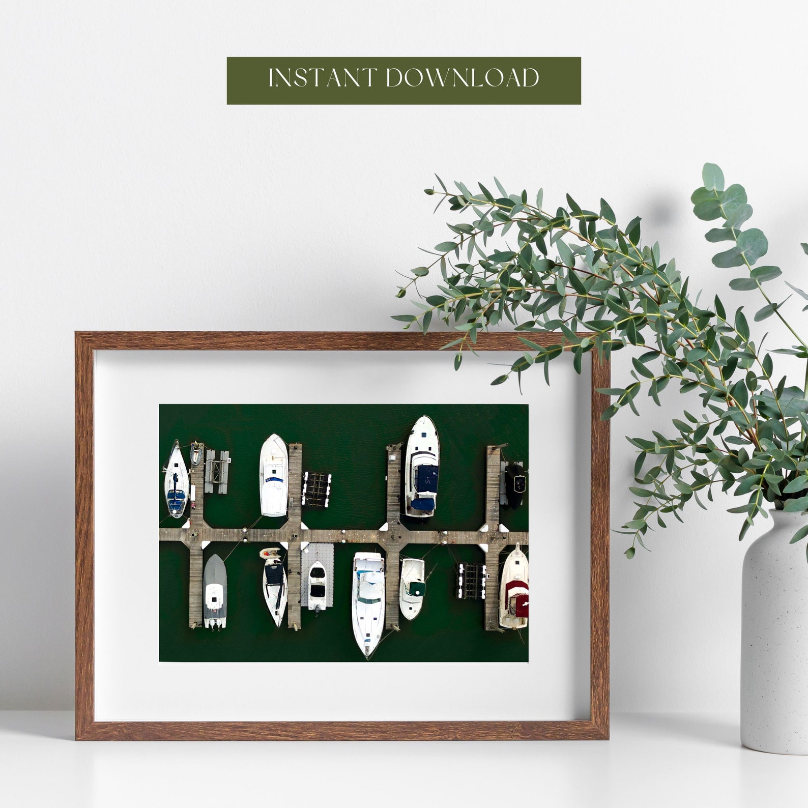 Aerial Harbor Boats Print: Nautical Coastal Wall Art (instant Download ...